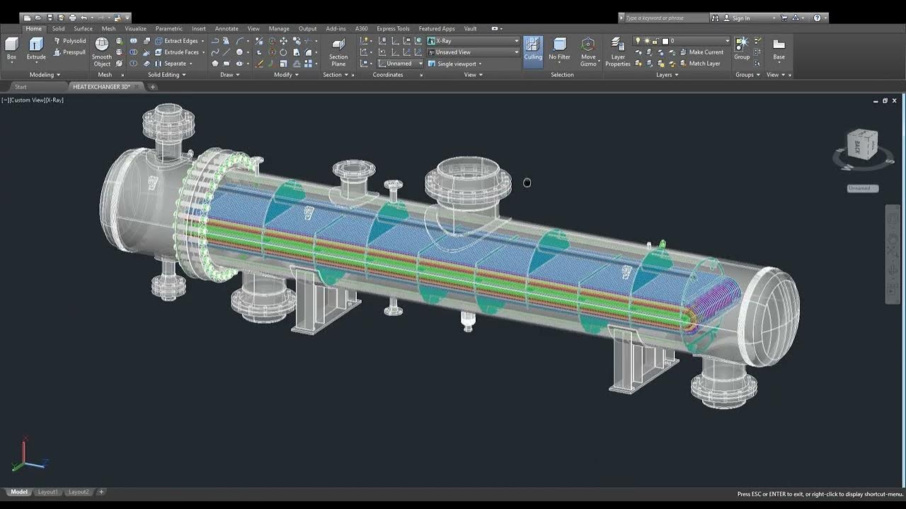 Heat exchanger 3D (AutoCAD). - YouTube