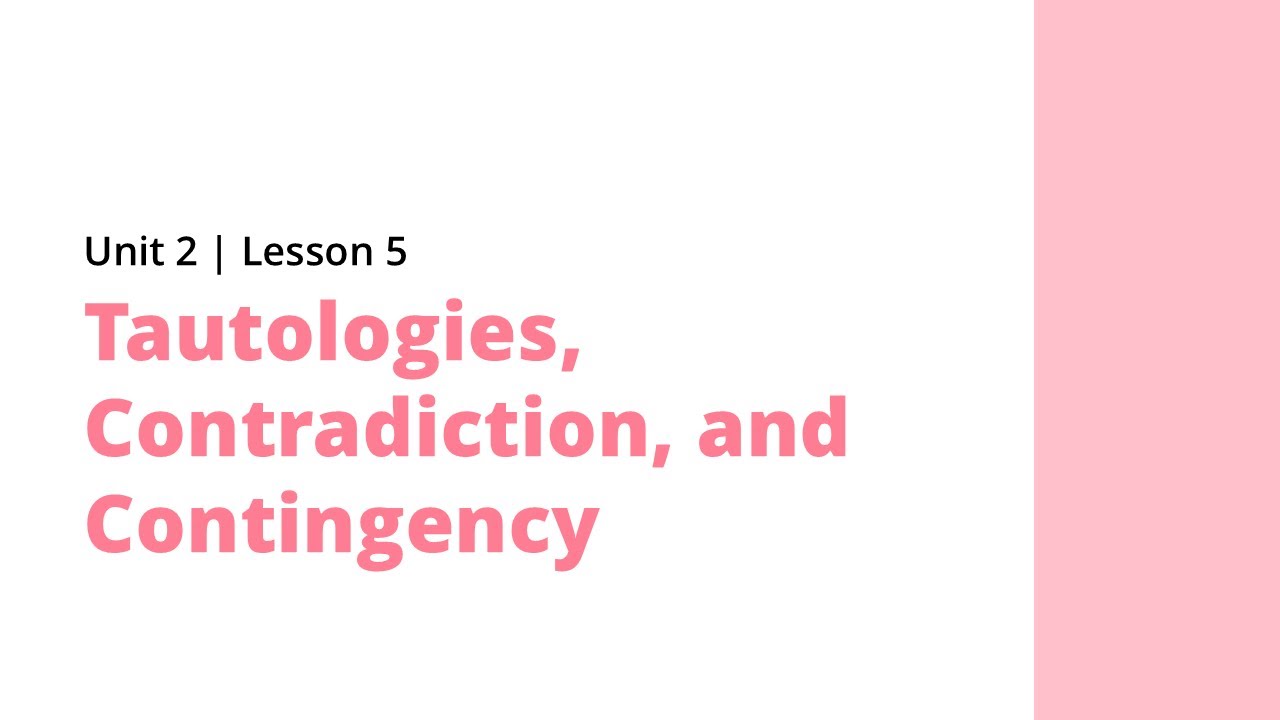 Unit 2 | Lesson 5: Tautologies, Contradiction, and Contingency ...
