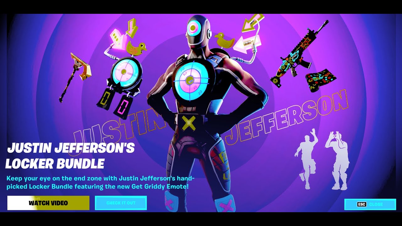 The new Justin Jefferson Bundle + Griddy emote in Fortnite - YouTube