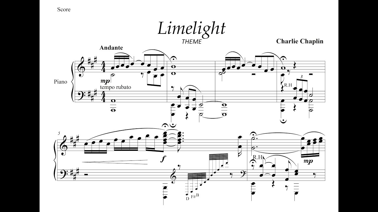 Charlie Chaplin - Limelight for Piano - YouTube