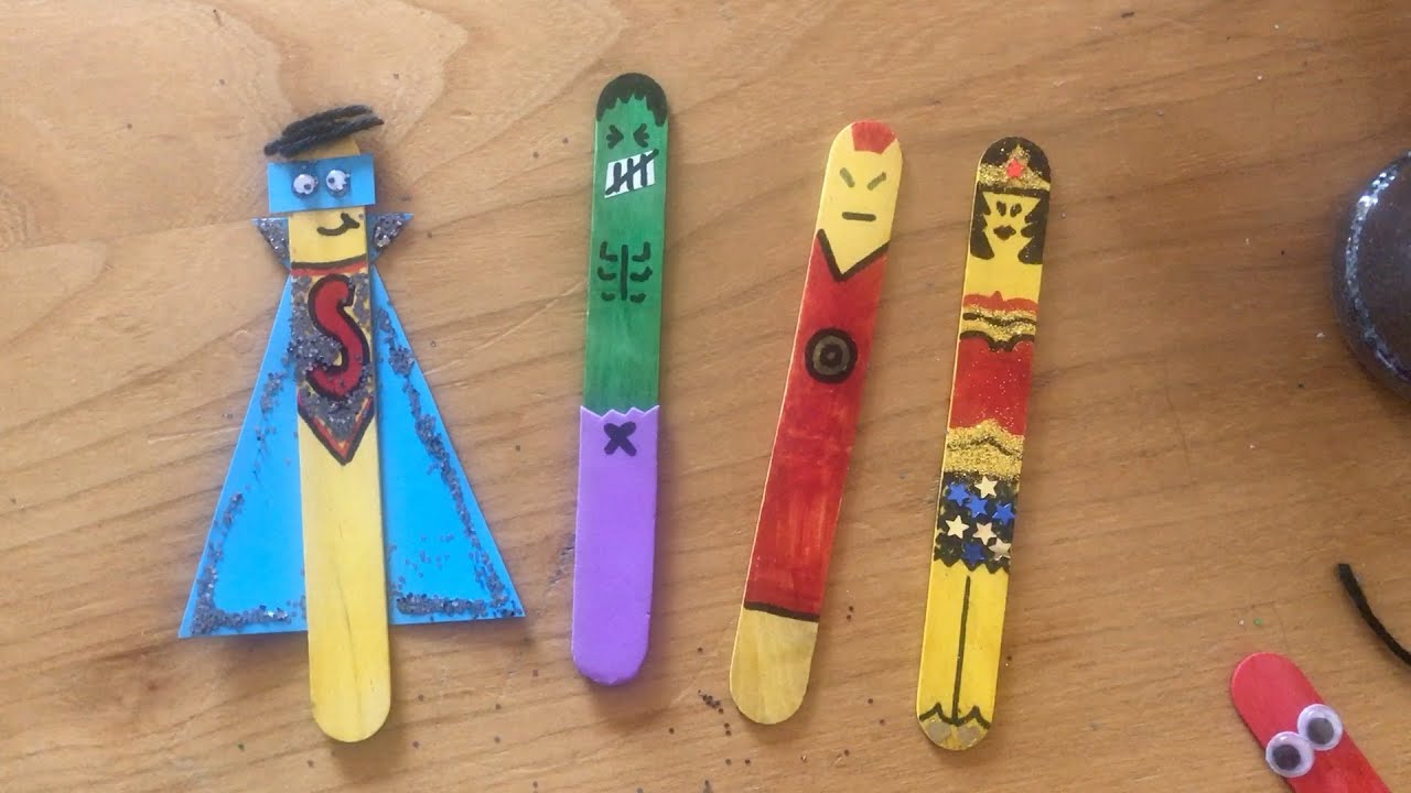 Kids Craft 1 - Lolly Stick Superheroes - YouTube