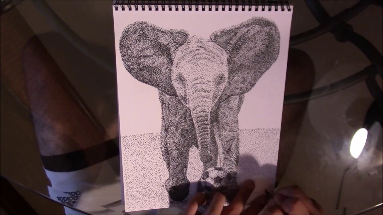 elephant dot drawing - YouTube
