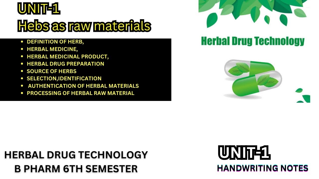 Herbs as raw material | herbal drug | Processing of herbal raw material ...
