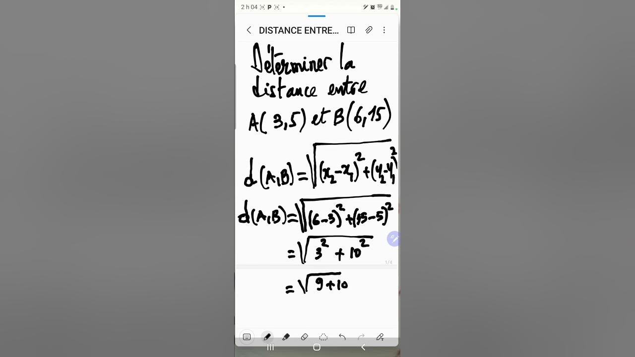 Distance entre deux points. Calcul de la Distance entre deux points ...