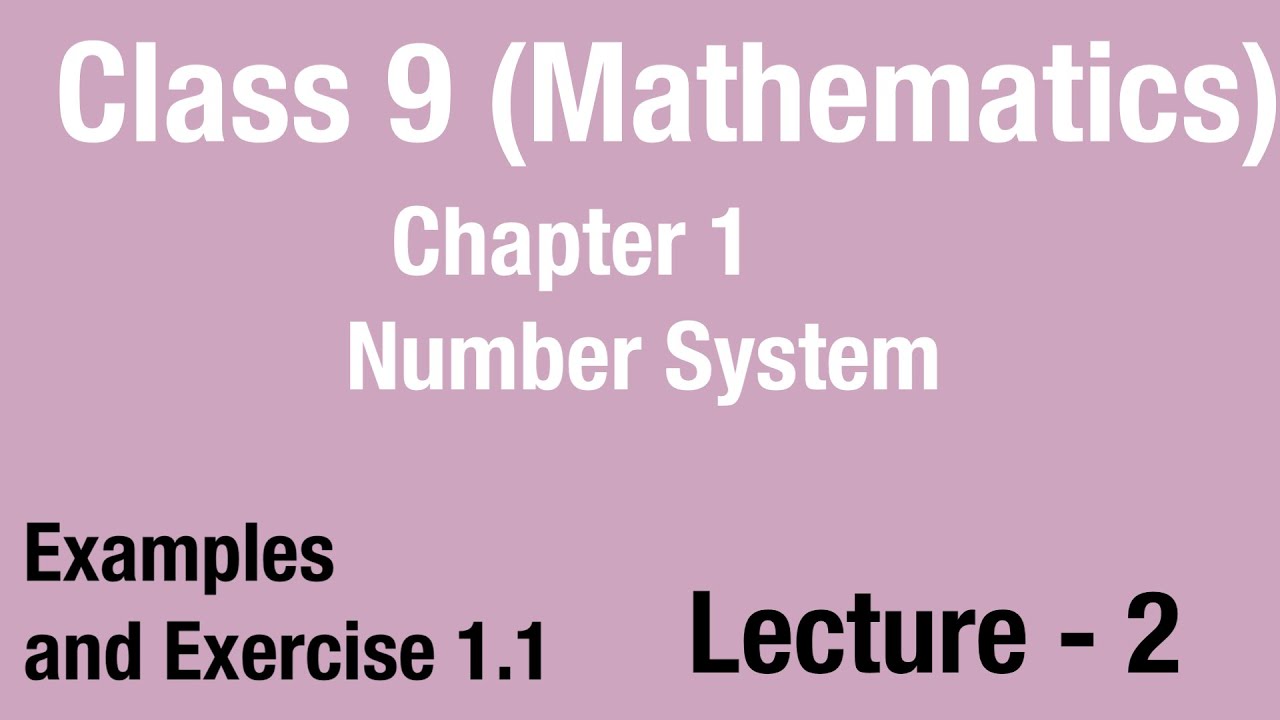 Mathematics || Class 9 || Chapter 1 || Number system || Exercise 1.1 ...