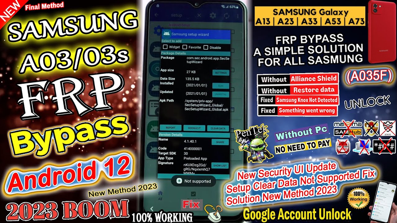 Samsung A03/A03s Bypass Android 12 Update 2023 | Clear Data Not Supported Fix | Without PC ...