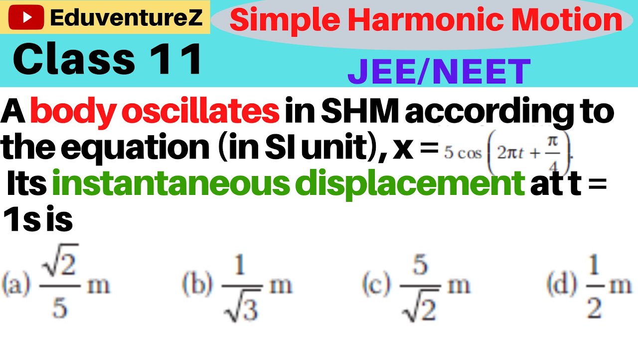 A body oscillates in SHM according to the equation(in SI unit), - YouTube