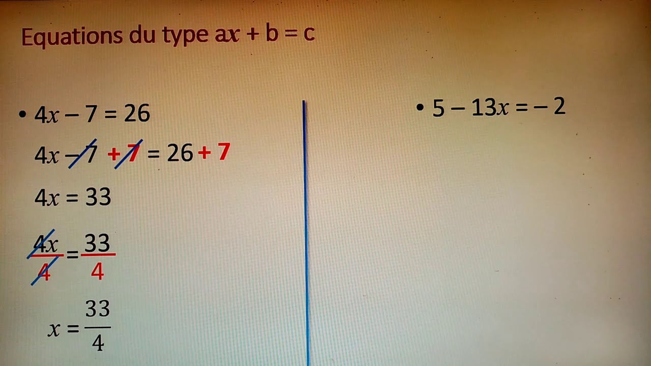 équation ax + b =c - YouTube