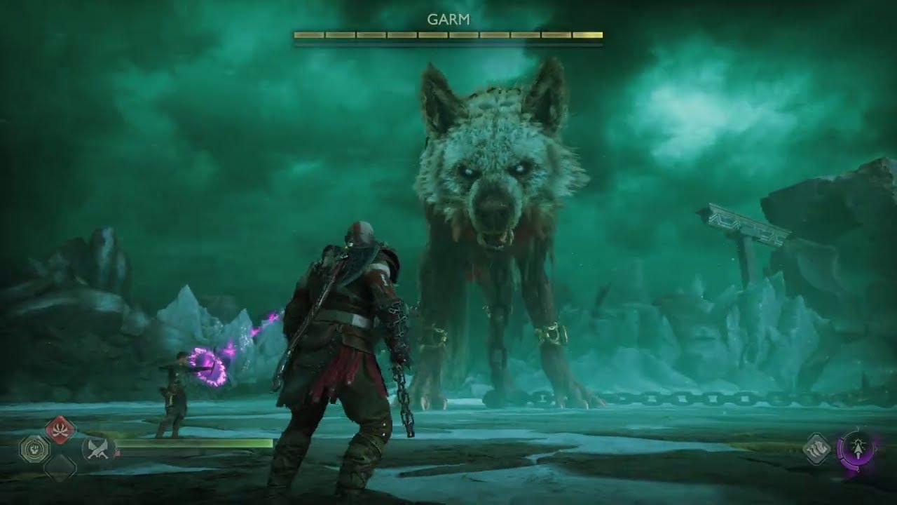 God Of War Ragnarok - Kratos Fights GARM (Giant Wolf) - YouTube