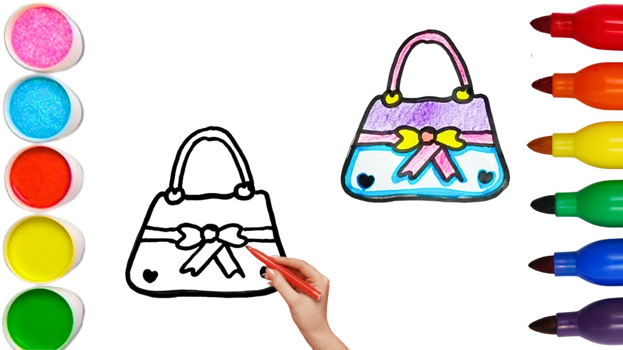How To Draw cute Bag Drawing, Painting & Coloring For Kids and Toddlers ...