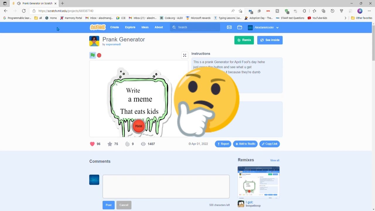 Prank Generator On Scratch YouTube Prank Generator On Scratch YouTube