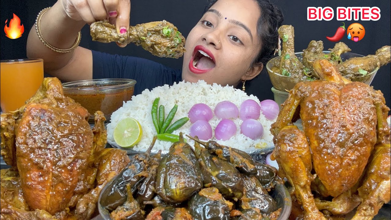 2 Big Whole Chicken Curry, Masala Baingan, Chicken Kali Mirch With Rice ...