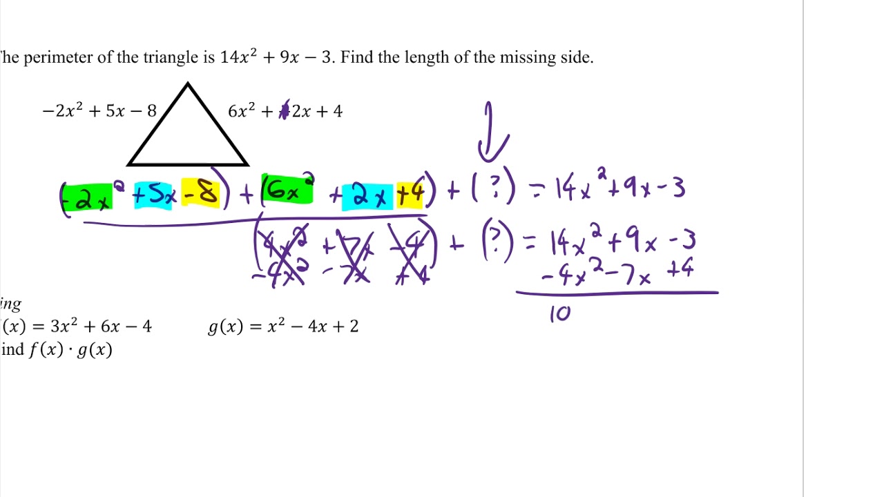 Liberal Arts Math - Add, Subtract, Multiply Polynomials Quiz Review ...