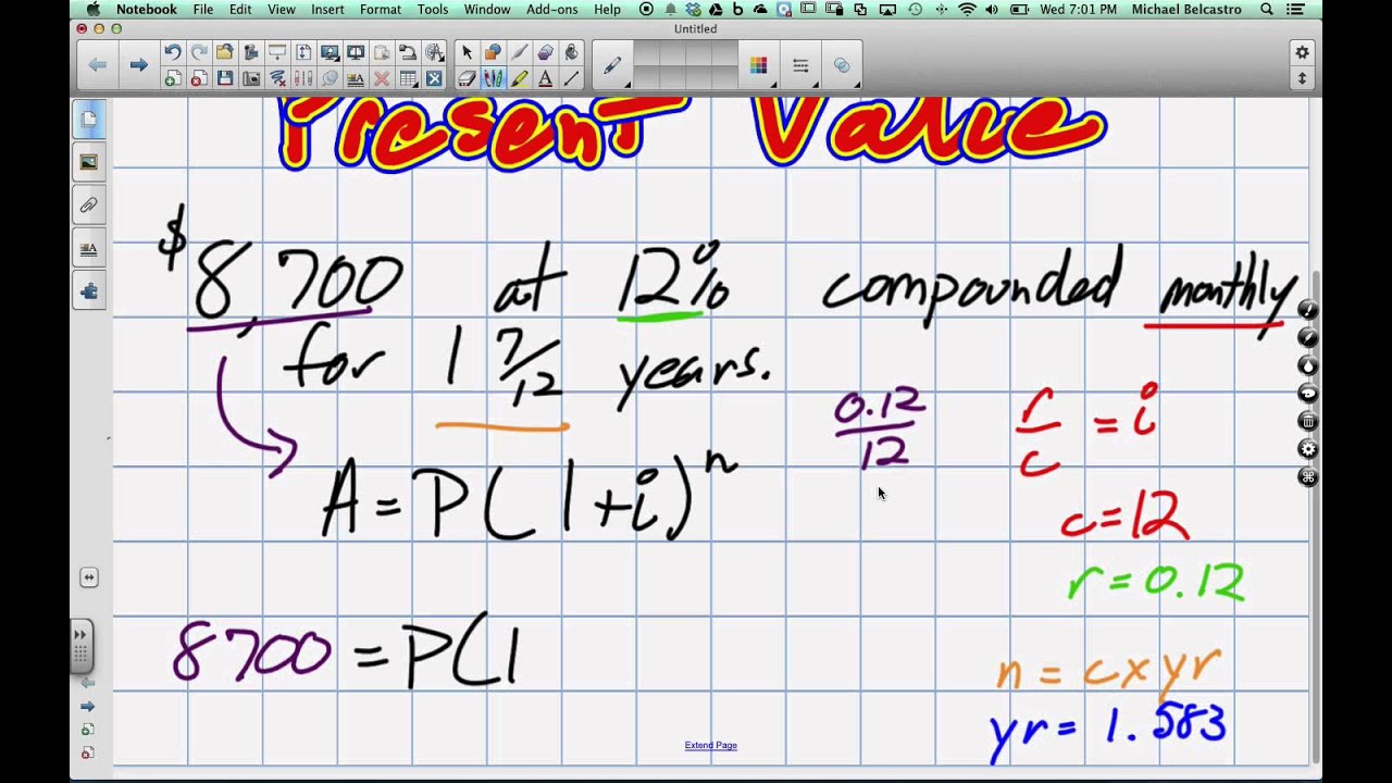 Compound Interest, Present Value Grade 11 mixed Lesson 8 3 4 3 14 - YouTube
