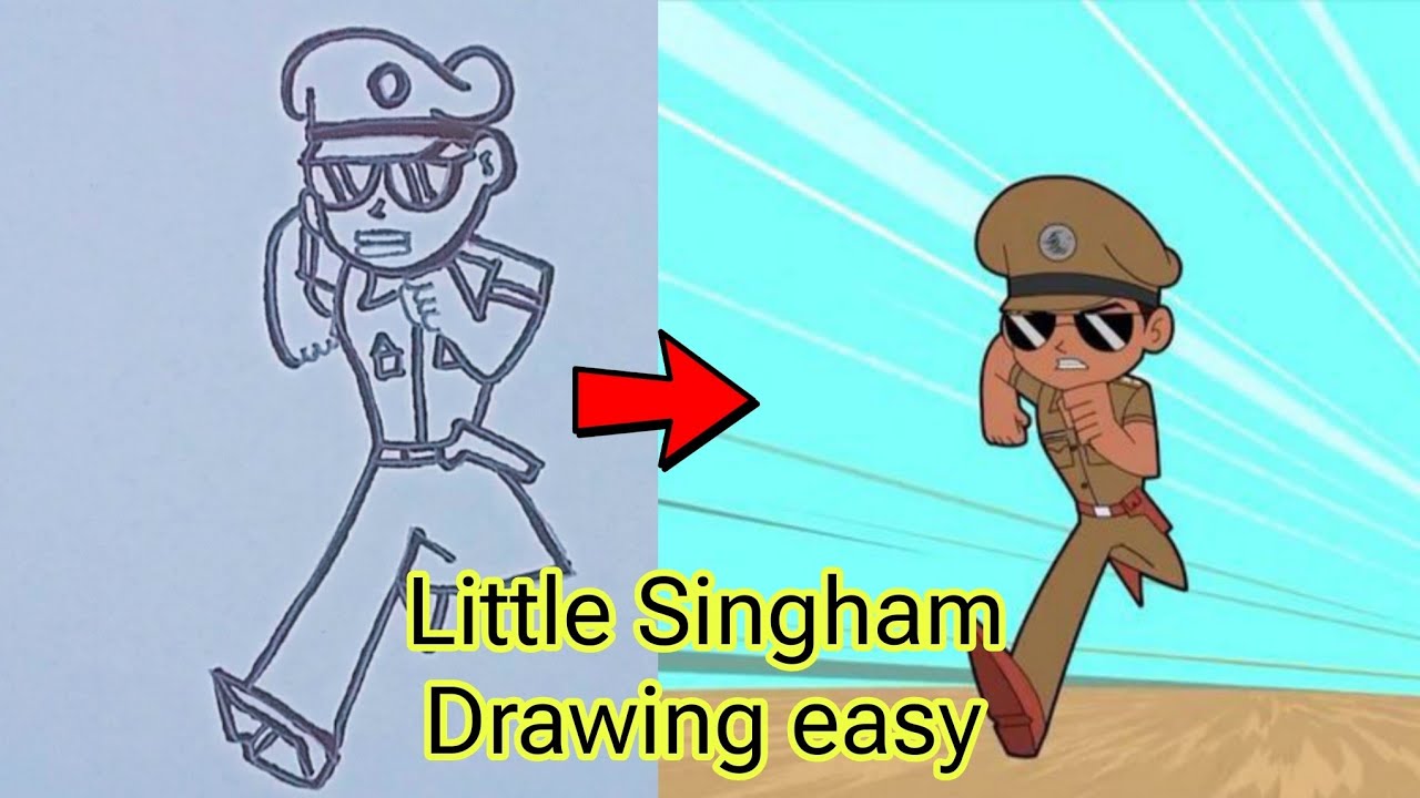 Little Singham Drawing | Little Singham Drawing easy Step by Step - YouTube
