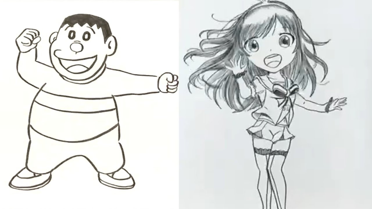 "Gian from Doraemon Comes to Life: Stunning Animated Cartoon Drawing ...