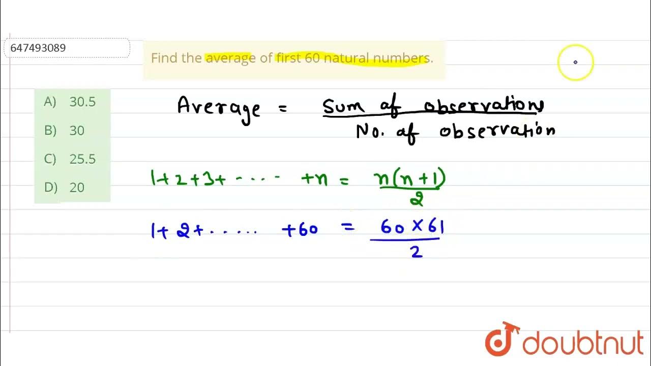 Find the average of first 60 natural numbers. | CLASS 14 | AVERAGE ...