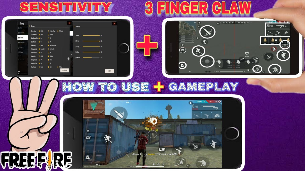 New Best 3 Finger Claw settings In FREE FIRE ||Best Settings and ...