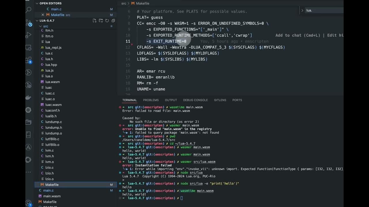 Compiling lua lang to wasm with emscripten - YouTube
