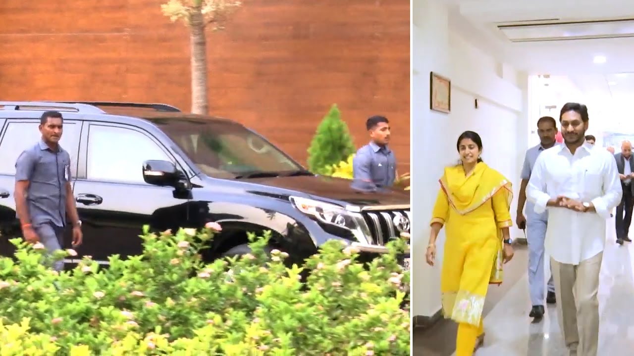 CM YS Jagan Mohan Reddy Family Convoy Visuals at Amaravati | Ys Bharati ...