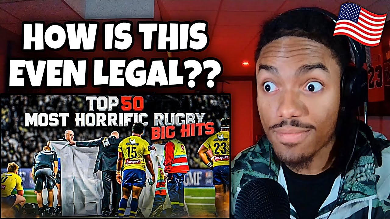 AMERICAN REACTS To 50 HORRIFIC Rugby Hits That Are Actually Terrifying ...