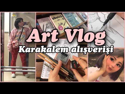 ART VLOG | Karakalem Alışverişi | Malzeme Listesi | eskiz defterine çizim