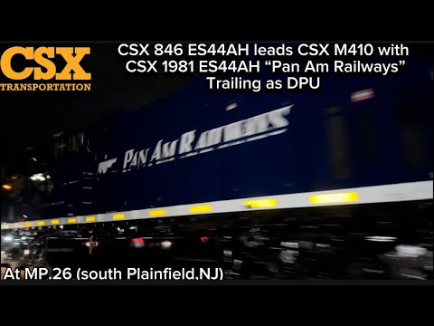 CSX 846 ES44AH leads CSX M410 with CSX 1981 ES44AH “Pan Am Railways” 2/2 as DPU! At MP.26! - YouTube