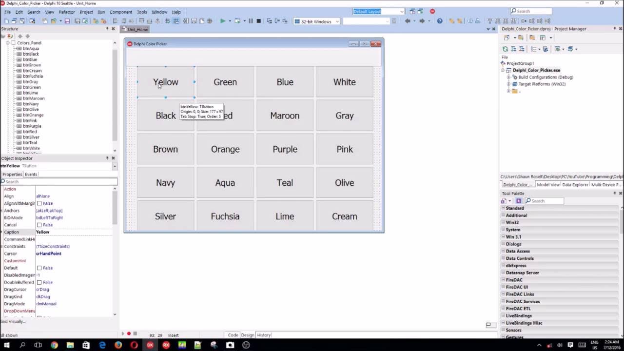 Delphi Programming Series: 1.2 - Delphi Color Picker - YouTube