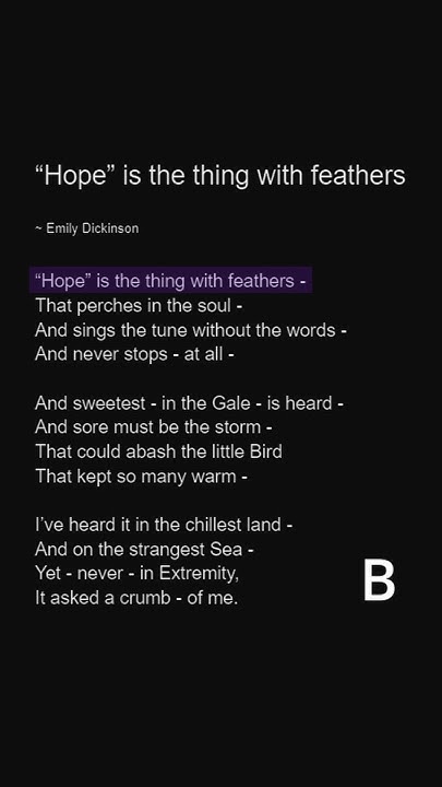 1 minute poem analysis - "Hope" is the thing with feathers - YouTube