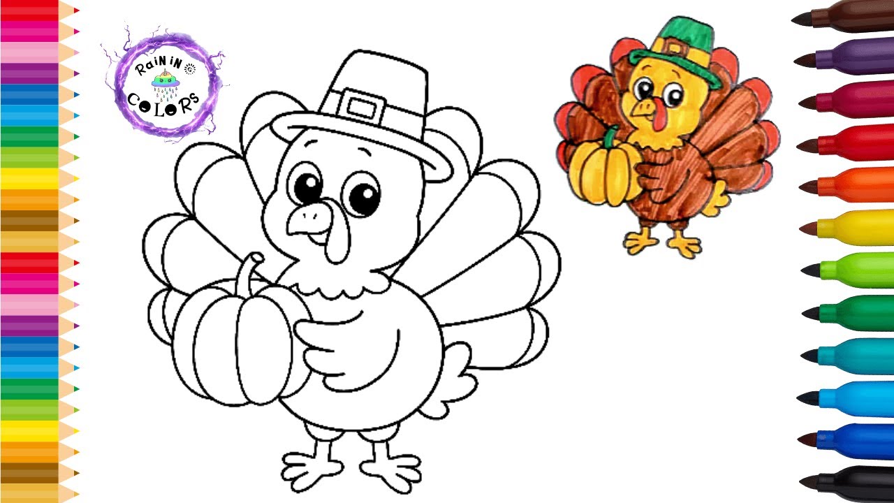 How To Draw A Turkey | Thanksgiving Cute Easy Drawing And Coloring # ...