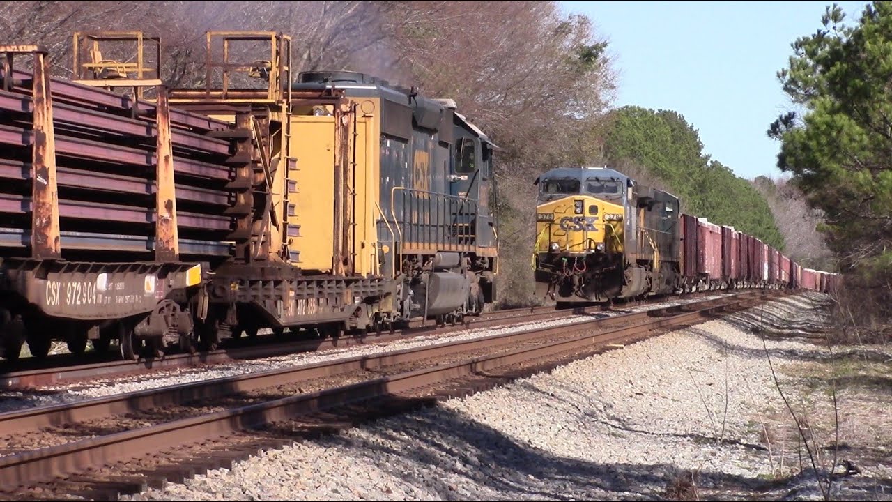 "Couple, Push, and Shove!!" - + CSX W022 Loaded Rail Train Going North! - YouTube