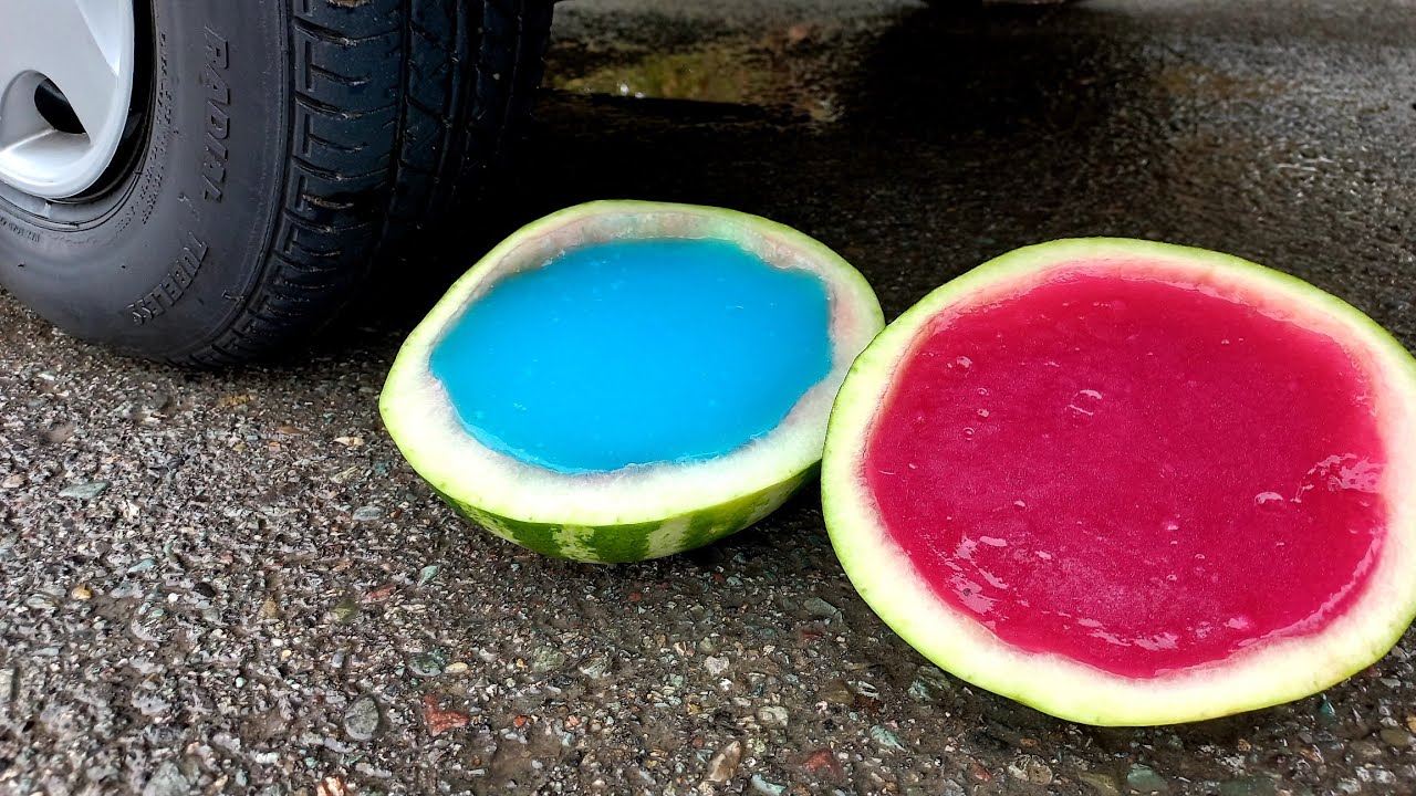 Experiment Car Vs Watermelon Vs Jelly Vs Foods ! Crushing Crunchy ...