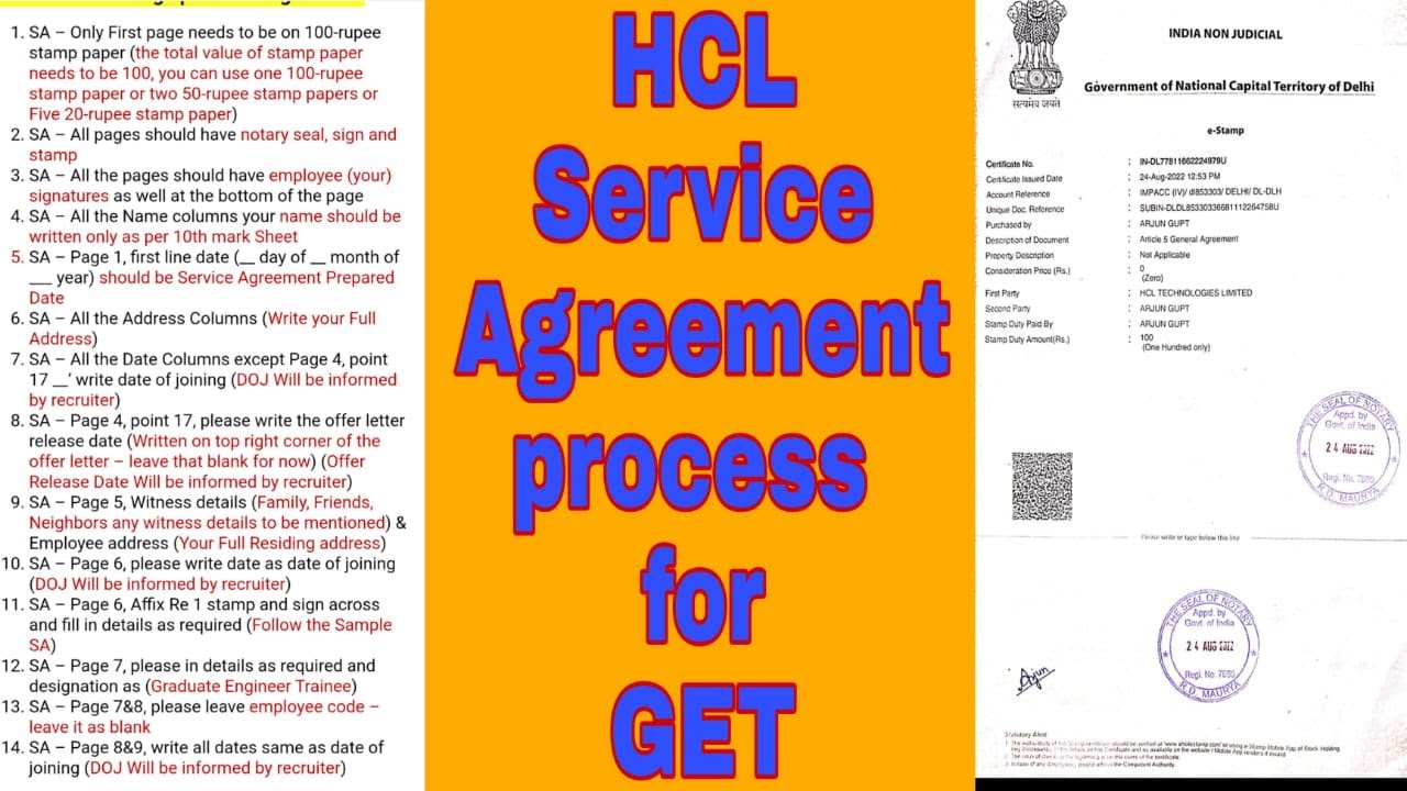 HCL service agrement | HCL service agrement process 2022 | how to fil ...