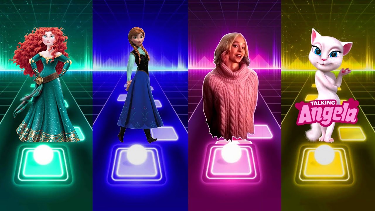 !! Brave Merida 🆚 Frozen Anna 🆚 Emma Myers 🆚 Talking Tom !! Tiles Hop ...