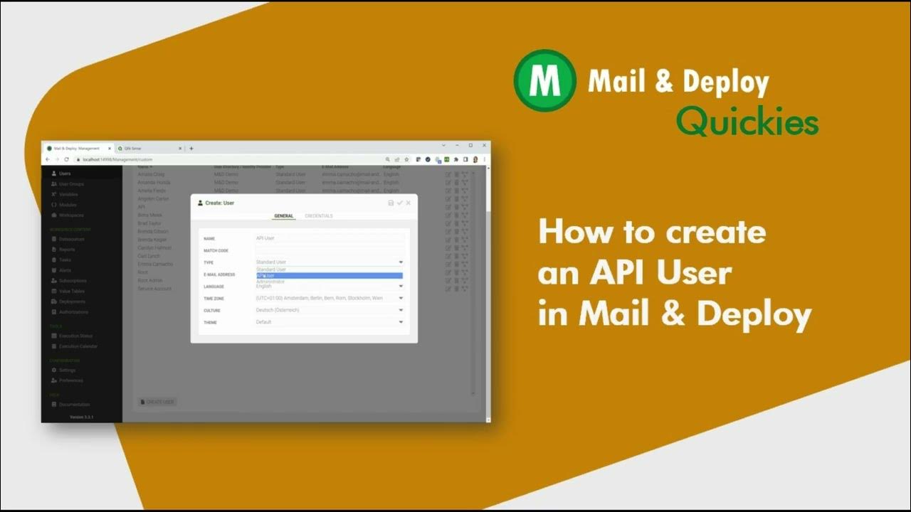 Mail & Deploy Quickies I How to create an API User in Mail & Deploy - YouTube