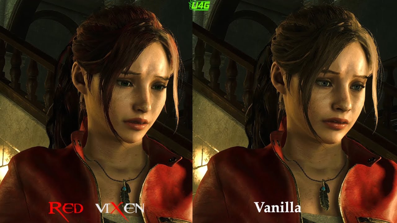 Resident Evil 2 Remake Red Vixen Hair and Face Texture + Green eyes ...