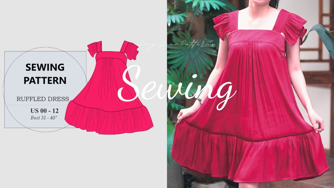 DIY sewing Ruffled Dress PDF patterns - YouTube