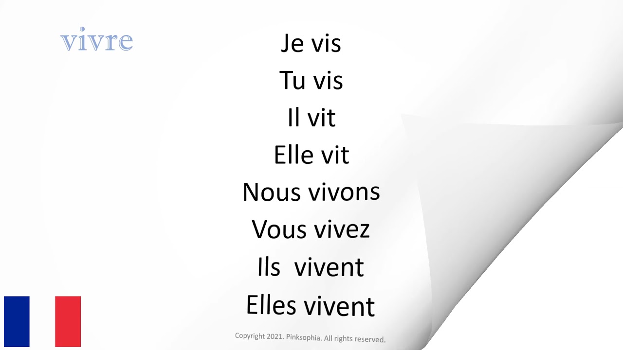 Verbe conjugaison présent : Vivre= to live - YouTube