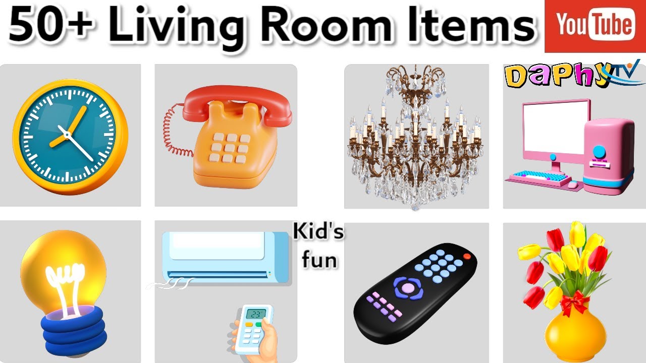 English Vocabulary : 50 Household Items and Appliances | Living Room ...