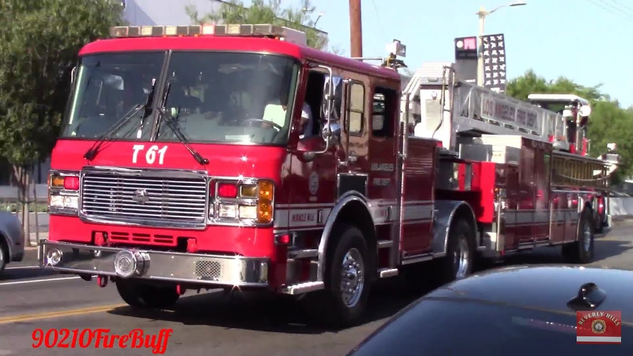 LAFD Light Force 61 & Rescue 61 Responding - YouTube