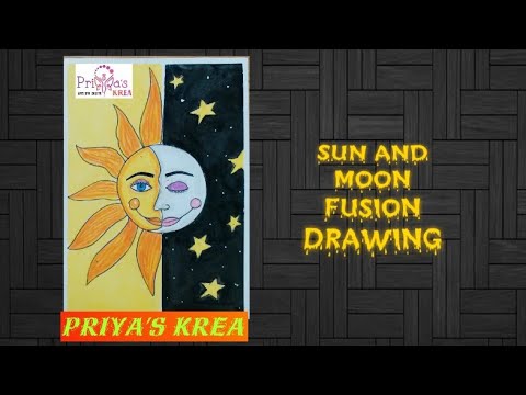 HOW TO DRAW SUN AND MOON DRAWING |SUN AND MOON FUSION DRAWING - YouTube