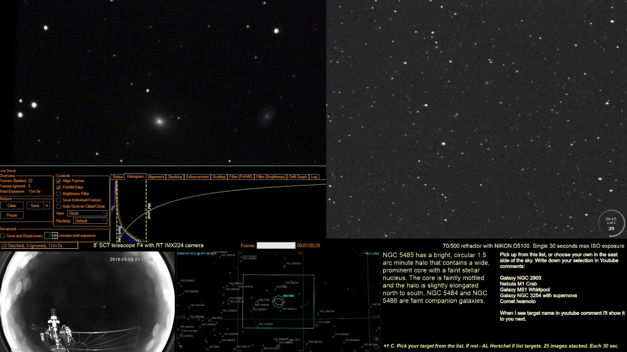 Galaxy NGC 5485 observation log. Live cam - YouTube