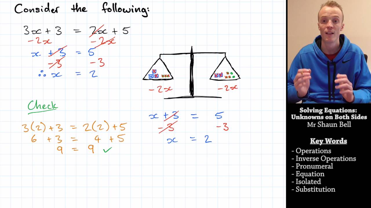 Solving Equations: Unknowns on Both Sides - YouTube