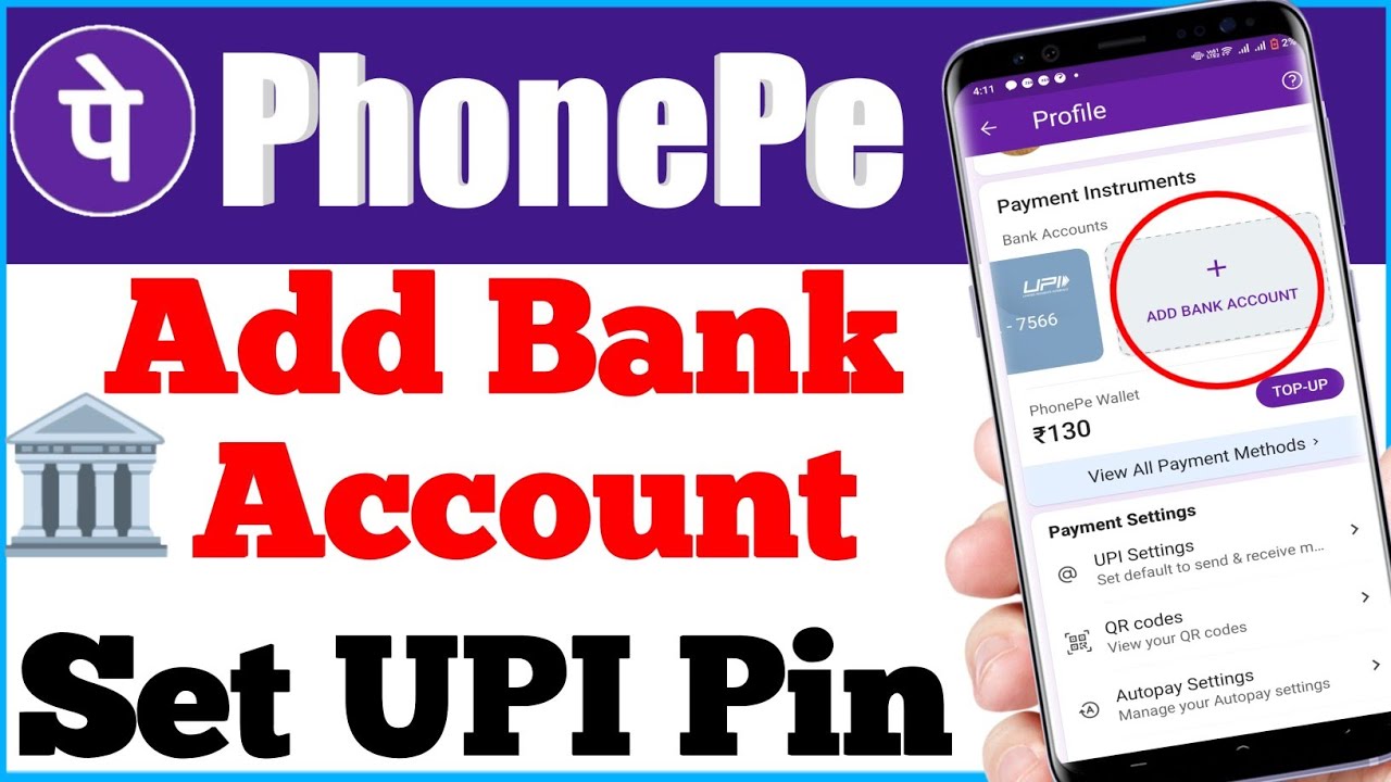 PhonePe Add Bank Account set upi pin | फोन पे में बैंक एकाउंट कैसे Add ...