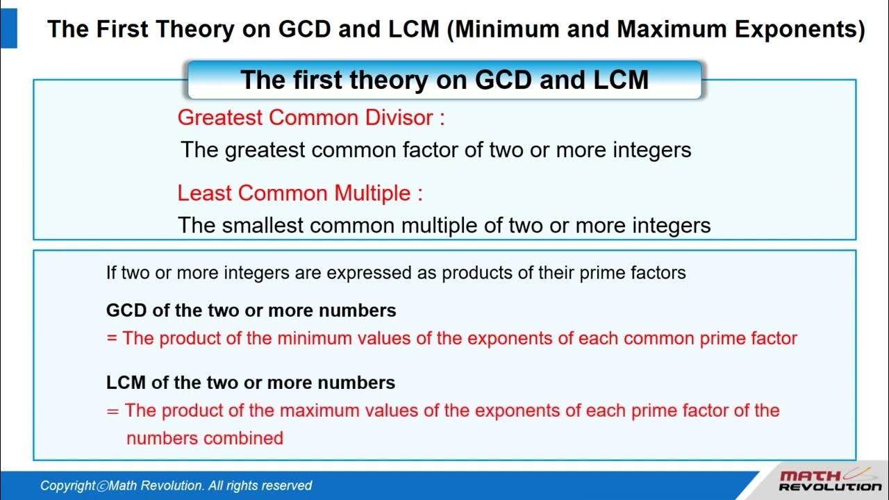 G19. GCD and LCM: First Theory (Minimum and Maximum Exponents) - YouTube