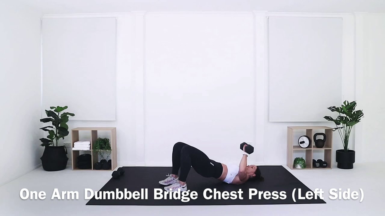 One Arm Dumbbell Bridge Chest Press Left Side - YouTube