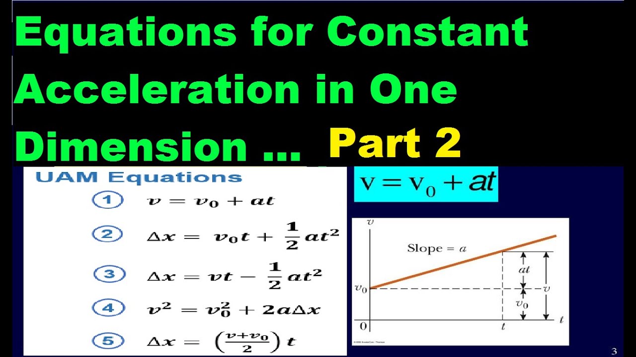 Lesson 10 . part 2. Equations for Constant Acceleration in One ...