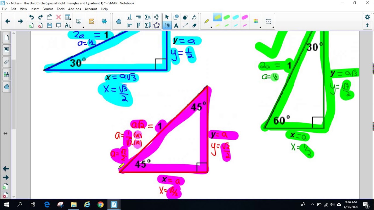 Quadrants Labeled Math Reference Triangles