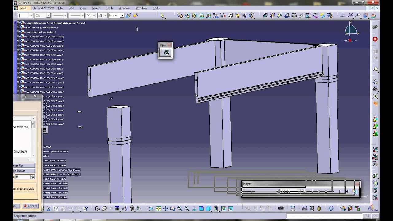 MESA TABLE CATIA V5 Knwoledge Politecnica Sevilla - YouTube
