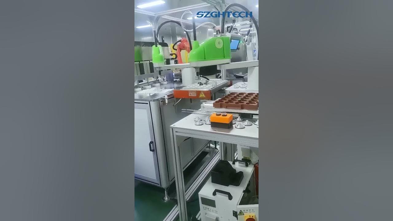 Shenzhen Guanhong Technology S450 800 B 4 Scara robot loading and unloading - YouTube